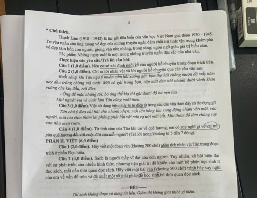 (MS295) Đề thi chính thức môn Ngữ Văn vào 10 tỉnh Ninh Bình 2025 (đọc hiểu Những ngày mới, NLXH ...